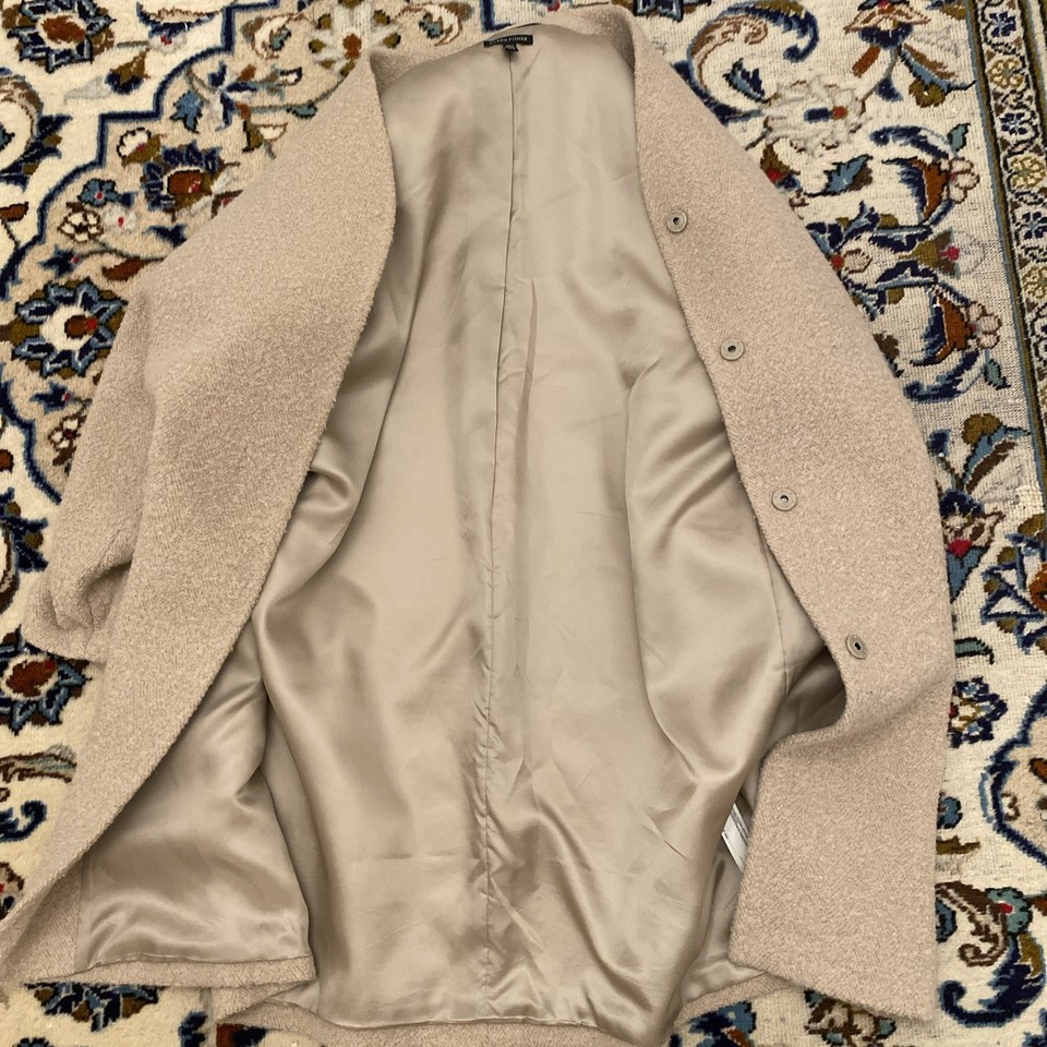 Eileen Fisher Beige Alpaca Wool Snap Closure Coat Sz M | eBay