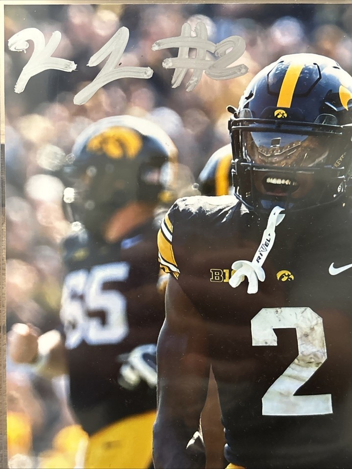 ⭐️ KALEB JOHNSON HAND SIGNED 8x10 PHOTO IOWA HAWKEYES FOOTBALL STAR ⭐️ ...