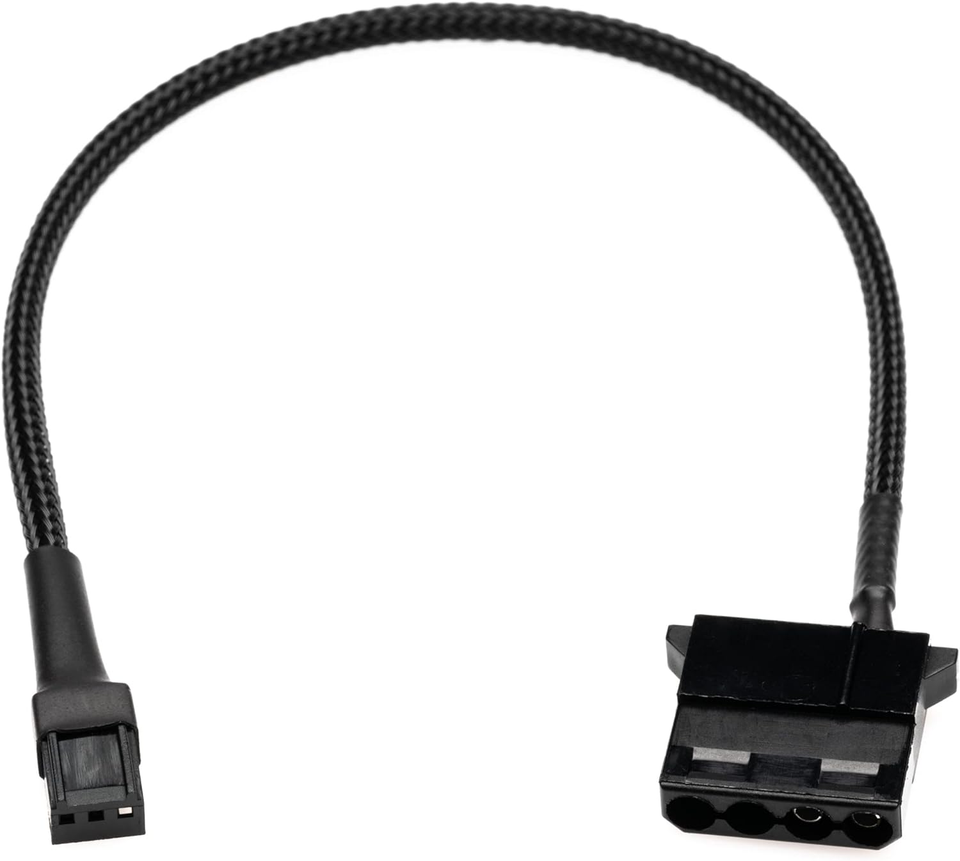 CRJ 3-Pin Fan Header to 12V 4-Pin Molex Power Adapter Cable - 12 Inch ...