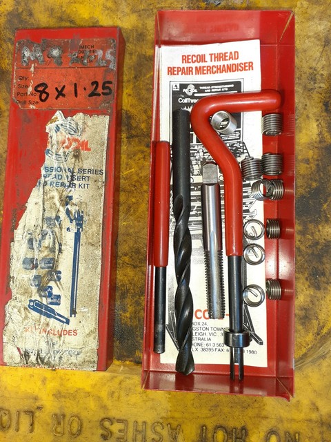 M8 X 1.25 Recoil Thread Repair Kit HSS Tap Drill Stanley Handle 4 Spring 35080 for sale online ...