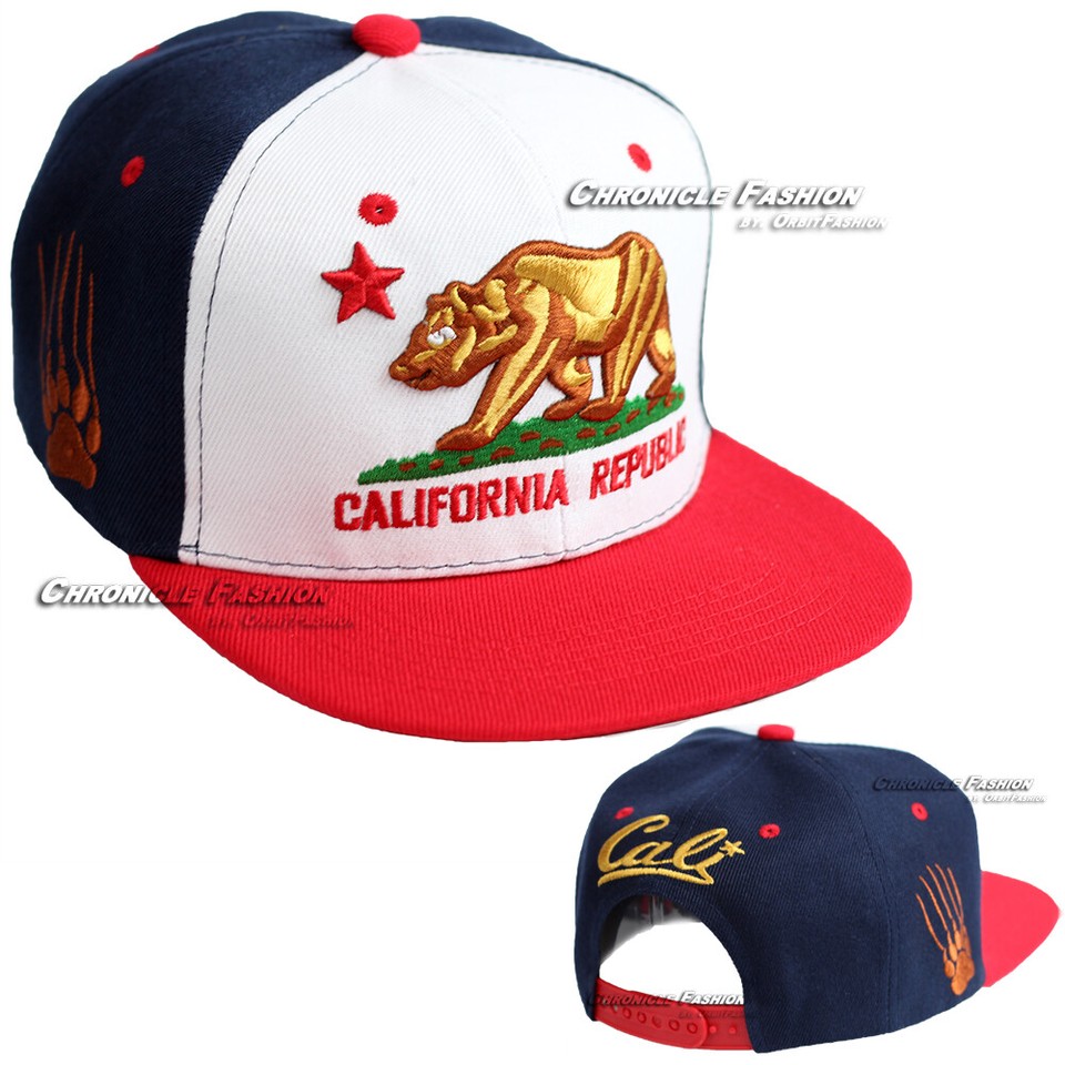 California Republic Baseball Cap Snapback Adjustable Hat Cali Hip Hop ...