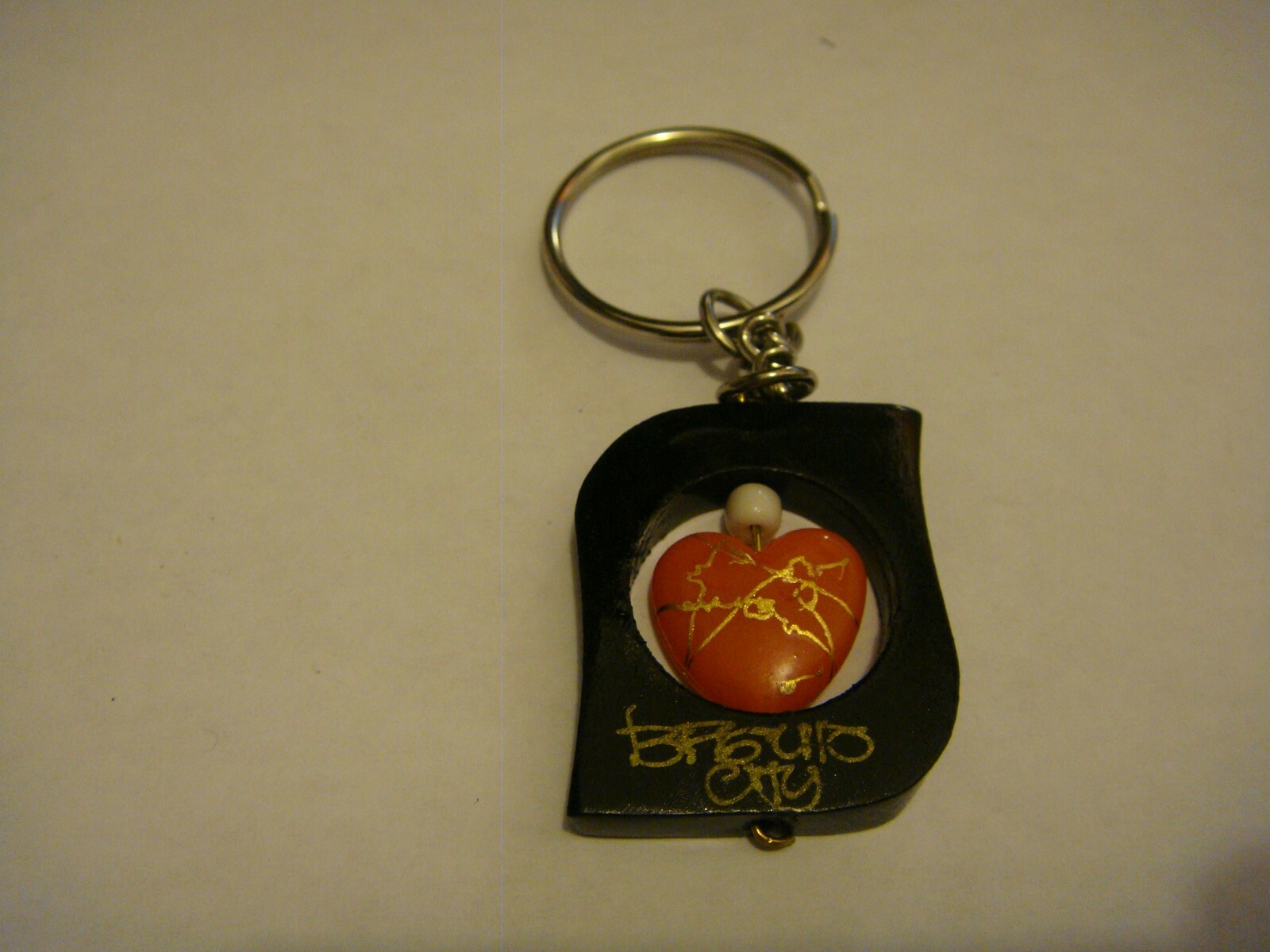 Handmade Orange Heart Wood Keychain Keyring Baguio City Souvenir Gift ...