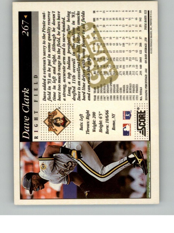 1994 Score Dave Clark 267 Pittsburgh Pirates Gold Rush | eBay