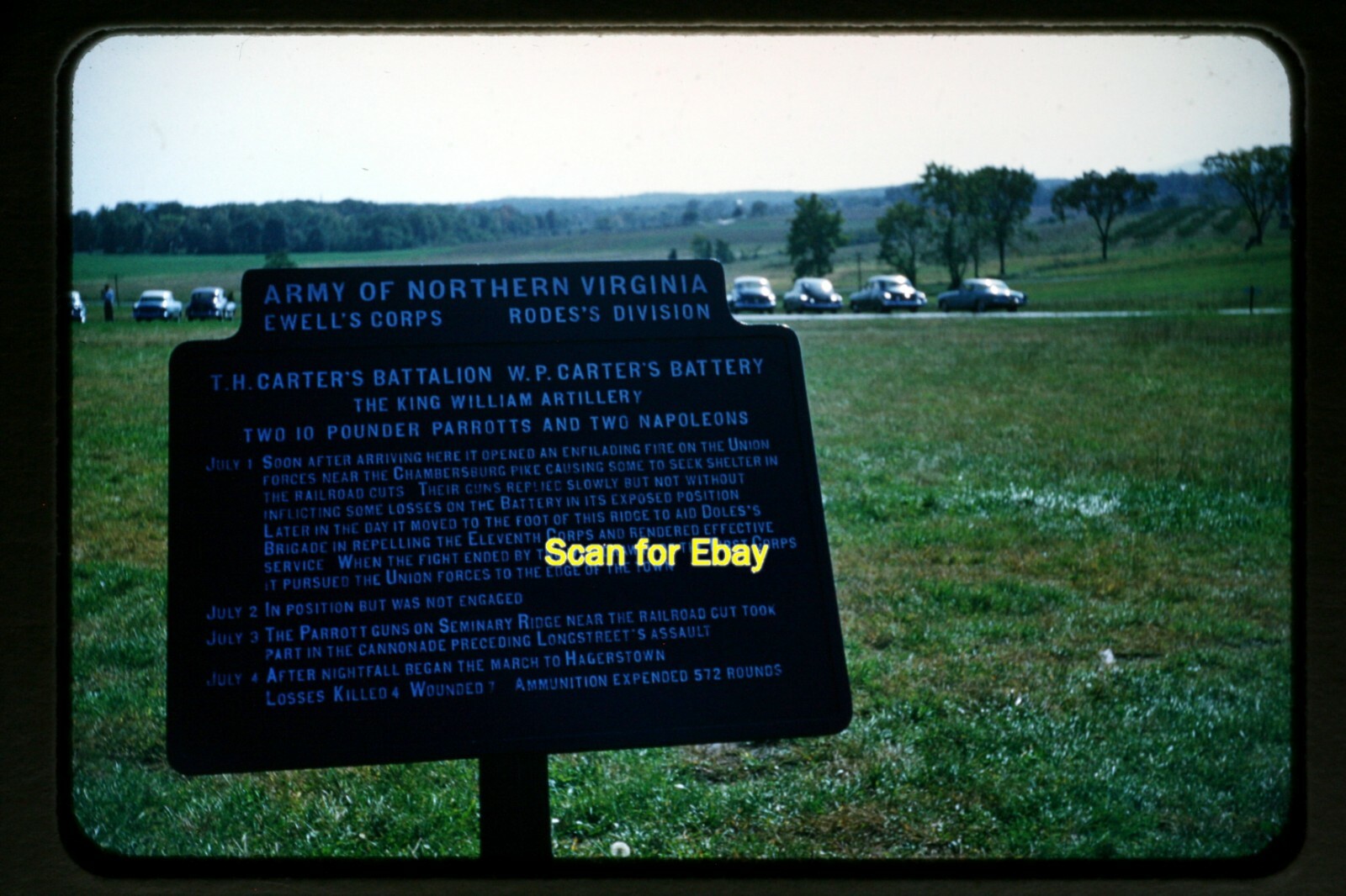 Civil War Sign at Gettysburg, Pennsylvania in 1955, Original Slide aa 4 ...