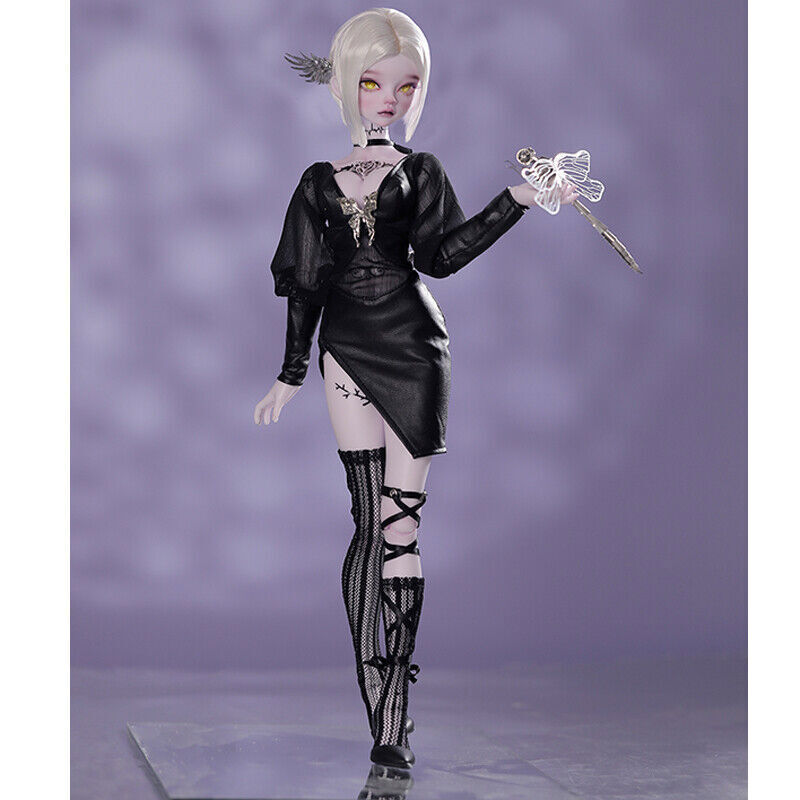 FULL SET 1/4 BJD Doll Girl Resin Ball Jointed Eyes Face Makeup Wig ...