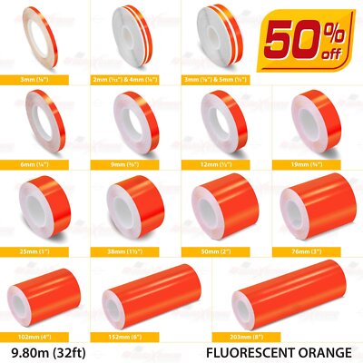 BRIGHT ORANGE Roll Pin Stripe PinStriping Line Adhesive Tape Vinyl Car ...