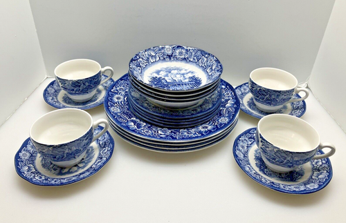 Stafforshire Ironstone Liberty Blue Dinnerware 20 Pieces Service For 4 ...