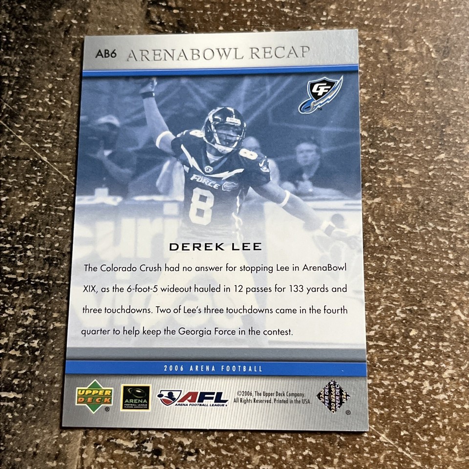 2006 Upper Deck AFL ArenaBowl Recap #AB6 Derek Lee | eBay