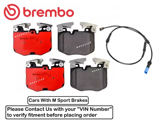 Front Brake Pad OE Brembo Ceramic +Sensor for BMW X5 sDrive40i (W ...