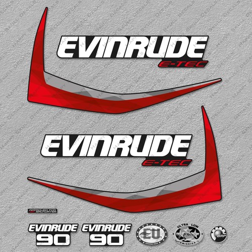 Evinrude 90 hp ETEC 2014-2015 Graphite Cowl outboard engine decals ...
