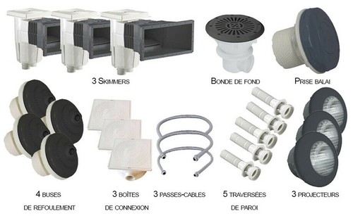 Kit n°3 pièces à sceller gris anthracite pour piscine béton | eBay