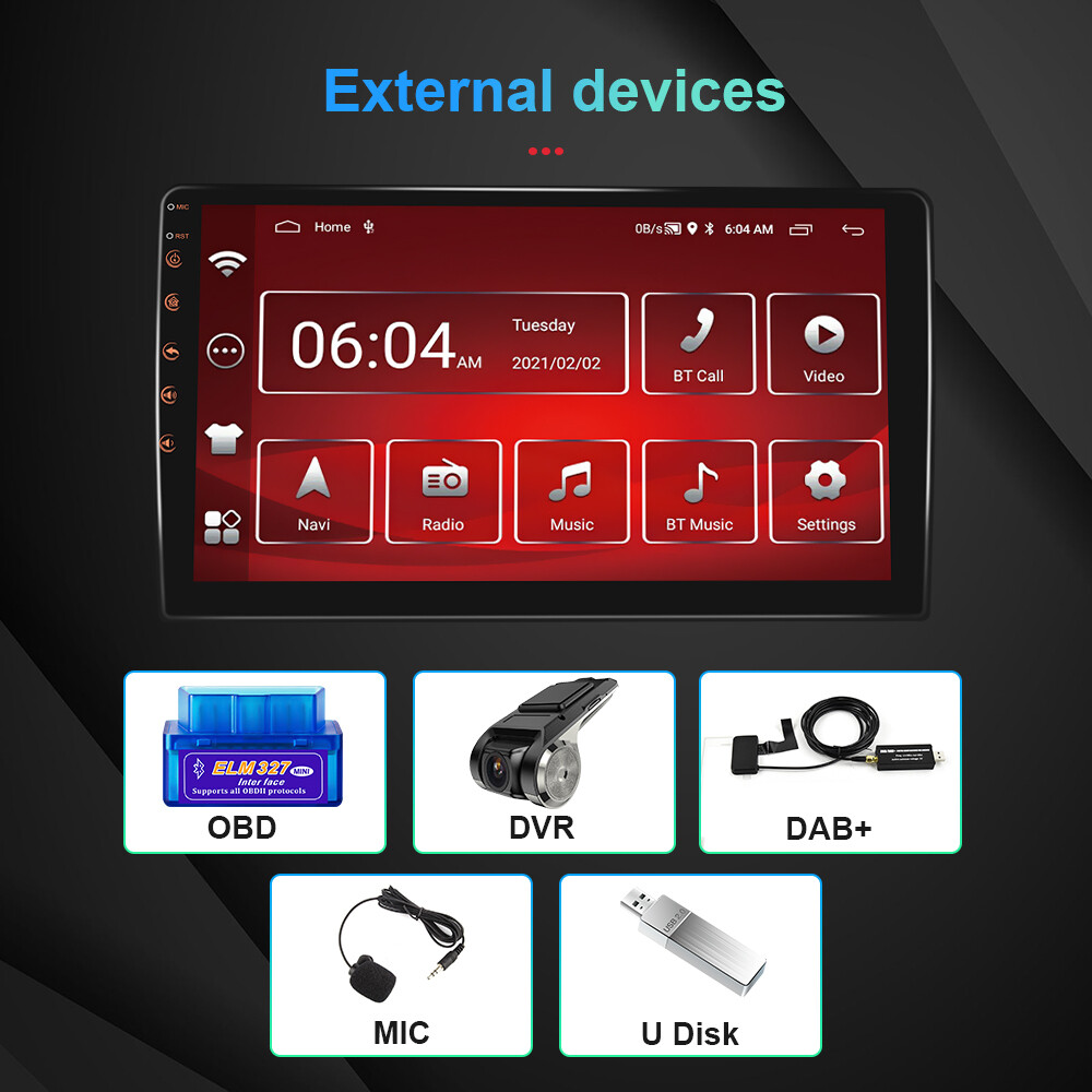 Android 11 Car Radio Stereo Player 10.1" Touch Screen GPS Navi FM RDS ...