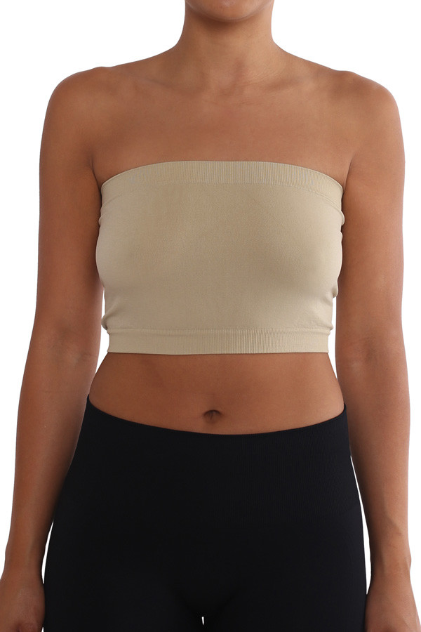 Seamless Tube Top Layering Bandeau Stretchable Spandex Bra REG and PLUS ...