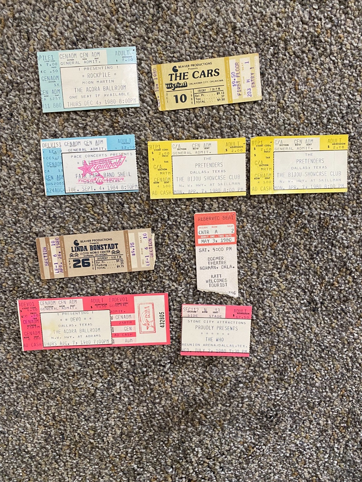 Concert ticket stubs 1980 Rock, New Wave - Pretenders, Who, Devo ...