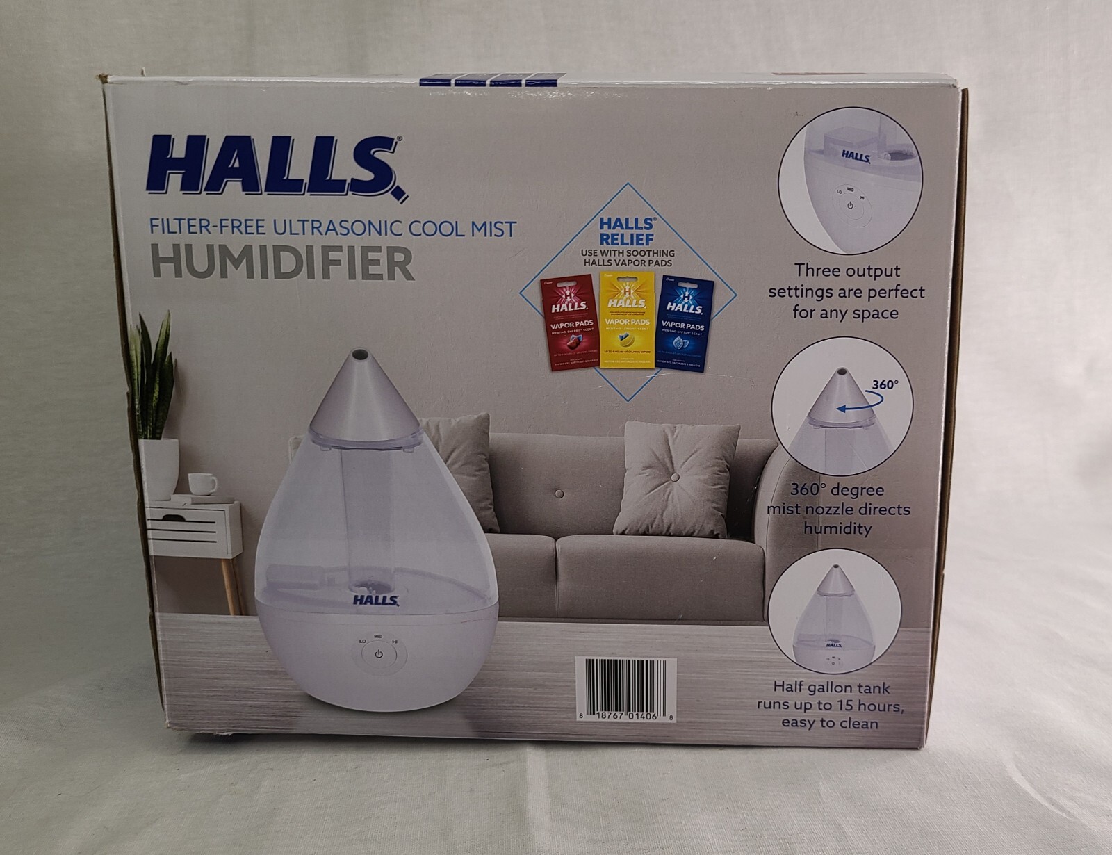 Crane Clear/White HALLS® Droplet .5 Gal Humidifier No Filter Needed ...