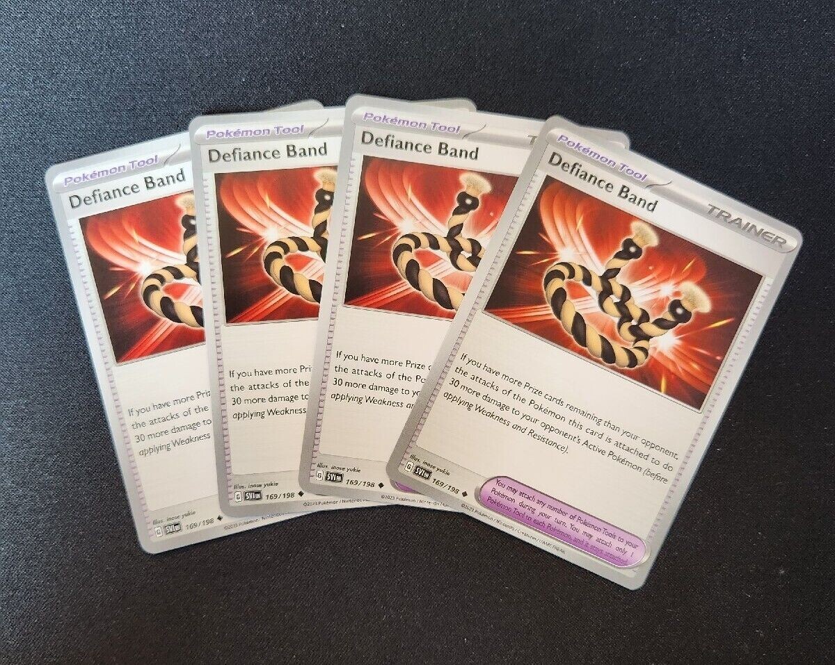 Defiance Band Trainer Tool 169/198 - 4x Pokémon Playset Scarlet and ...