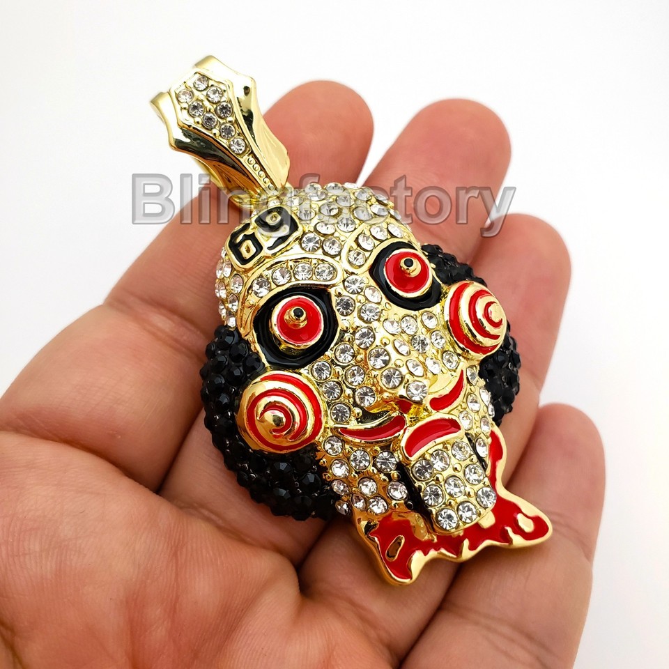 Hip Hop Tekashi69 JIGSAW pendant & 18" Full Iced Marina Choker Chain ...