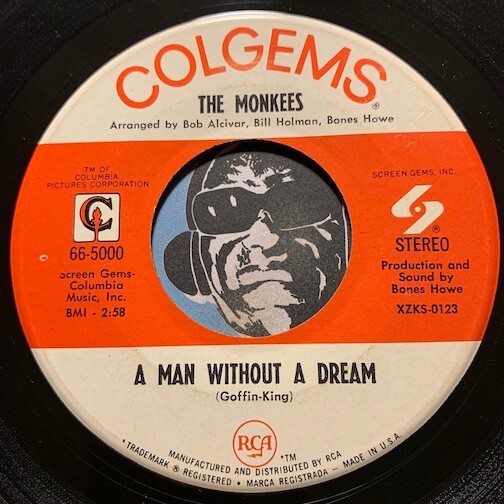 MONKEES Pop Rock 45 Colgems #5000 A Man Without A Dream b/w Tear Drop ...
