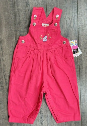 Baby Girl New Vintage Carter's 9-12 Month Pink Bunny Rabbit Overalls | eBay