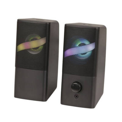 2-Channel USB Powered PC Speaker with RGB Lighting Rainbow Coloured ...