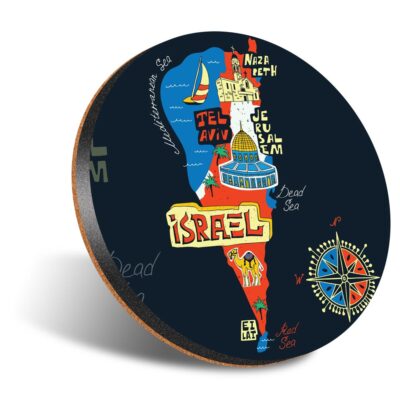 1x Round Coaster 12cm Israel Tel Aviv Flag Map Landmarks #58714 | eBay UK