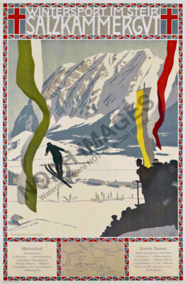Salzkammergut vintage wintersport ski travel poster 16x24 | eBay