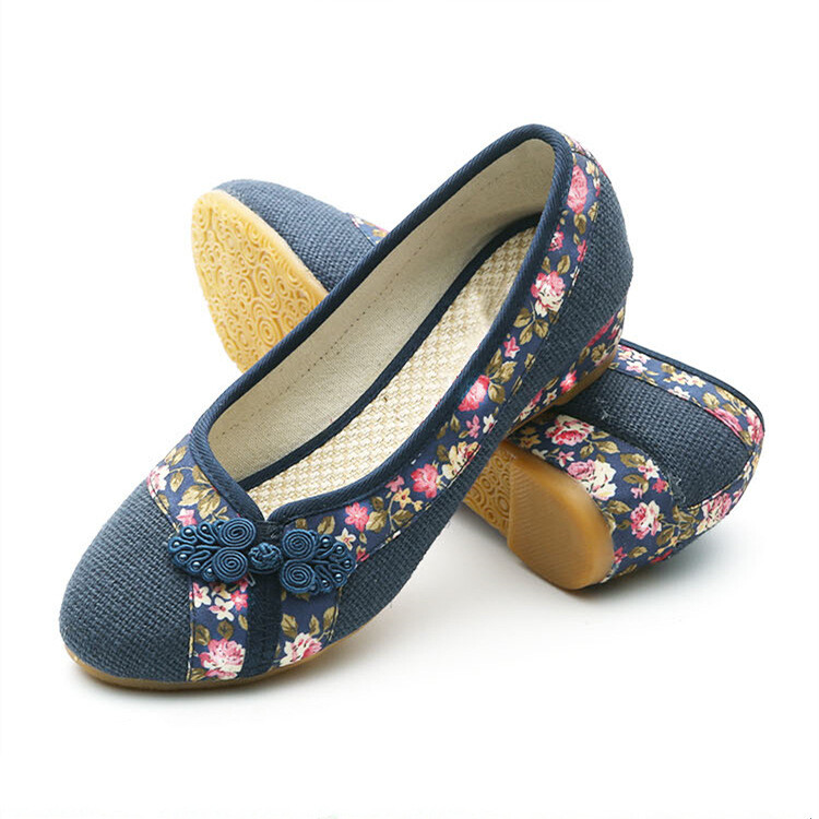 Women Slip On Old Beijing Floral Cheongsam Shoes Casual Folk-Custom ...