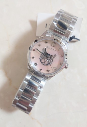 New Gucci G Timeless Women s Watch Cat Shell Mother of Pearl YA1265013 ...