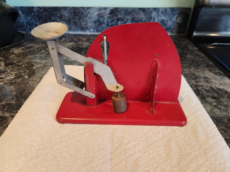ANTIQUE RED FARM MASTER EGG SCALE KITCHEN HARDWARE DECORATIVE ...