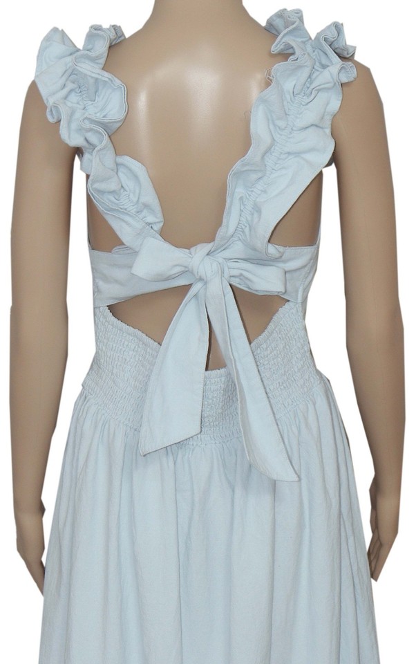 Free People Ruffle It Up Midi Dress Sleeveless Square Neck Tie Back ...