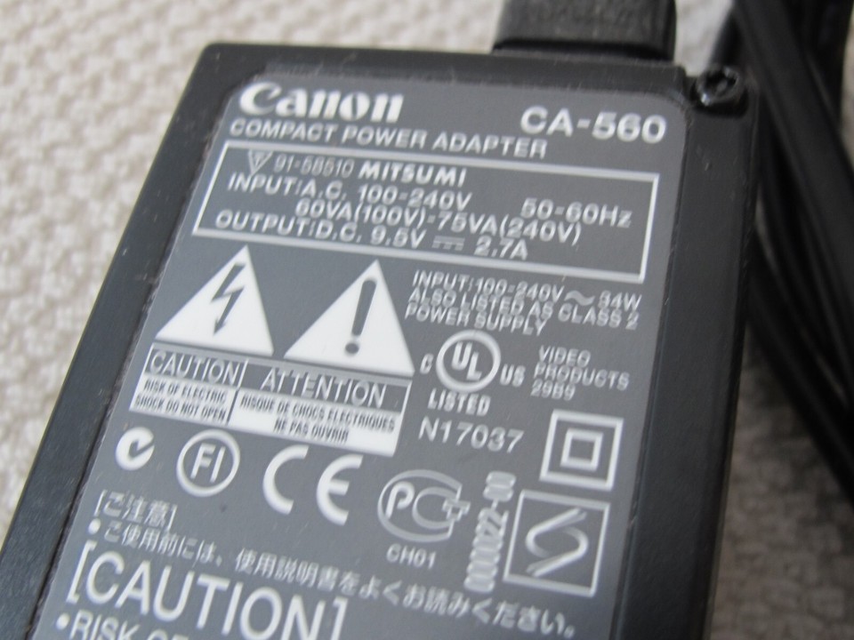 VINTAGE OEM Canon CA-560 AC Adapter Genuine Minimal use w/Power cord | eBay