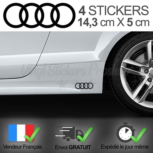 Audi Stickers Rings Black 4 Stickers Adhesives Rocker 14.3 CM | France