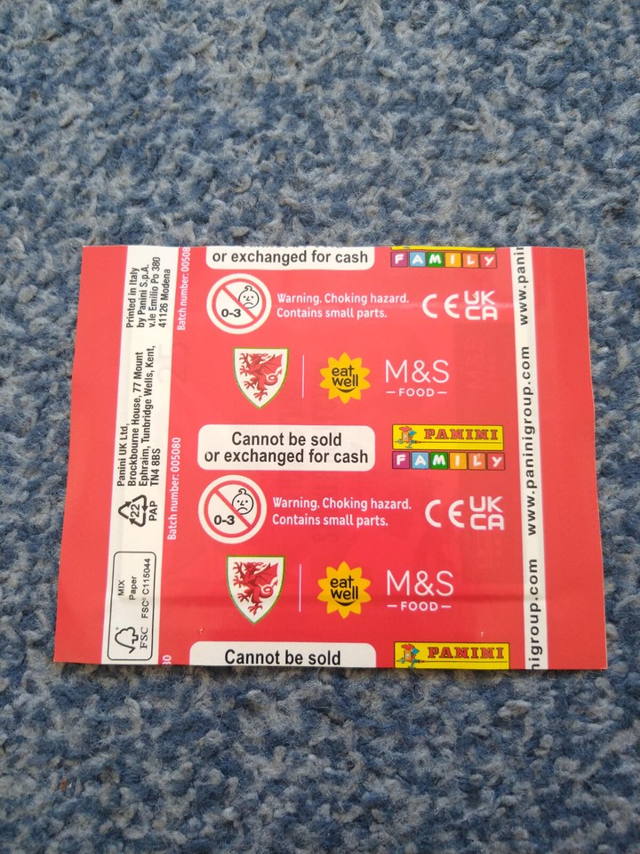 40x MARKS & SPENCER M&S PANINI WALES STICKERS CYMRU NEW FOOTBALL PACKS ...