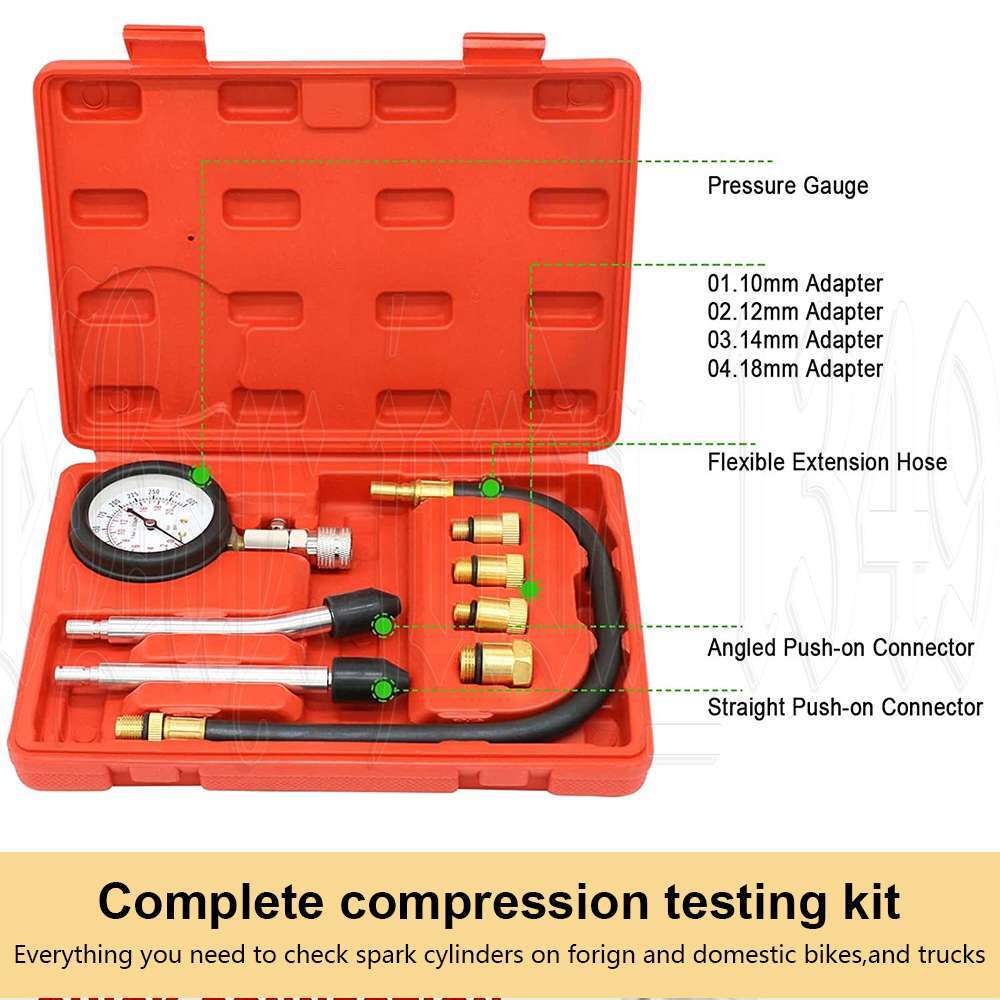 8pcs Petrol Engine Cylinder Compression Tester Kit Automotive Tool ...