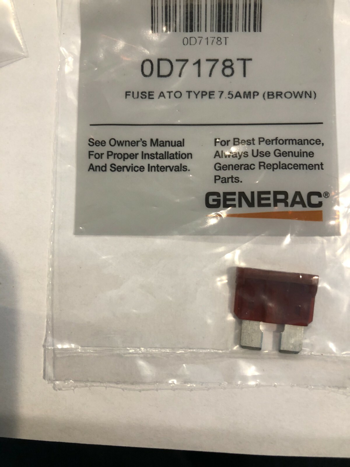 Genuine Generac 0D7178T Brown 7.5 Amp ATO Type Fuse OEM | eBay