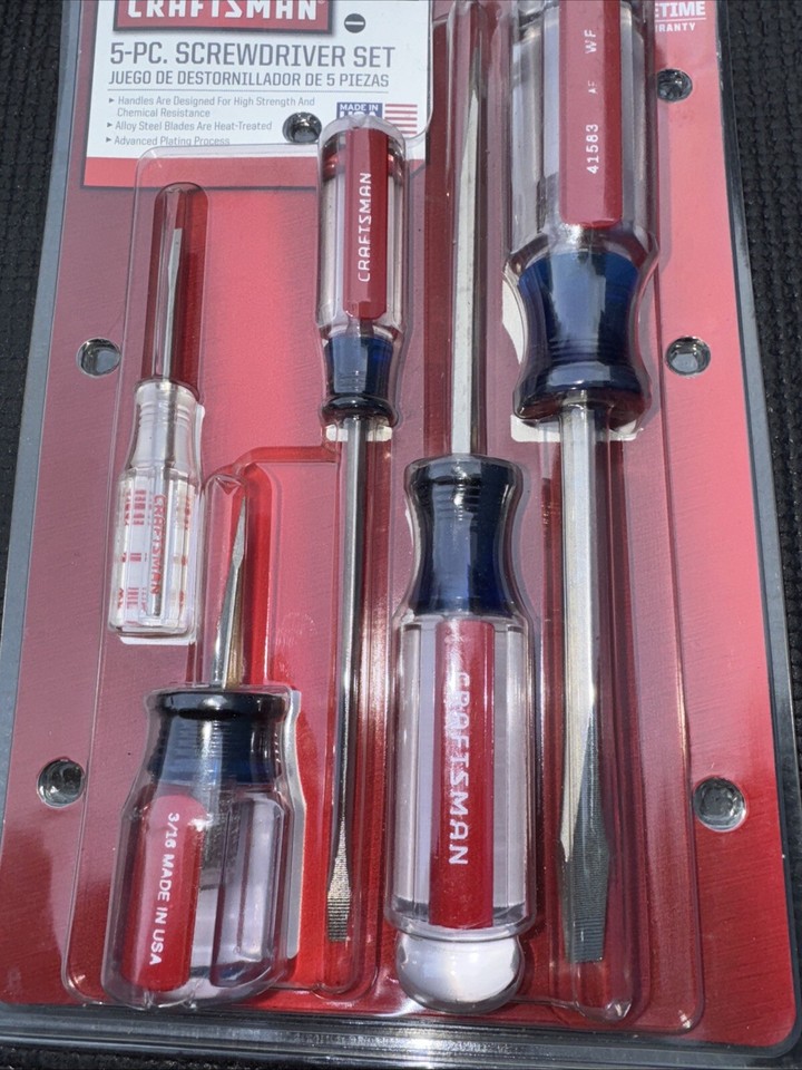 Sears Craftsman USA Nos 5Pc Flat Head Screwdriver Set 47137 Slotted | eBay