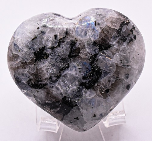 60mm Blue Flash Rainbow Moonstone Heart Polished Sparkling Crystal ...