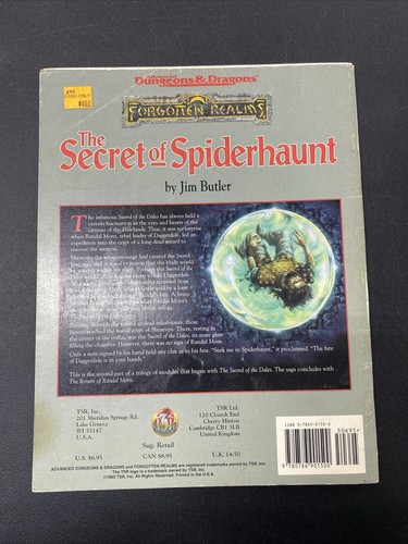 Advanced D&D Secret of the Spiderhaunt Forgotten Realms 1995 TSR 9485 ...