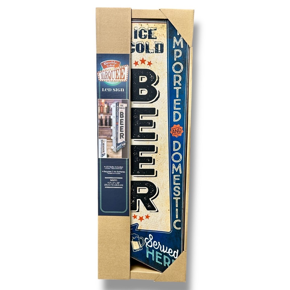 Vintage Style Beer Marquee LED Sign Double Sided Wall Arrow Bar Man ...