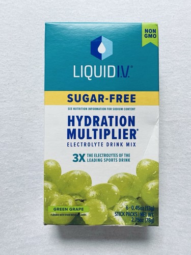 Liquid IV Hydration Multiplier Drink Mix, SF Green Grape 6 Sticks Exp 9 ...