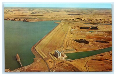 POSTCARD Aerial View Looking West Garrison Dam Intake Structure ...