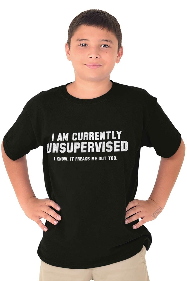 Currently Unsupervised Funny Adulting Drink Youth Crewneck T Shirts Boy ...