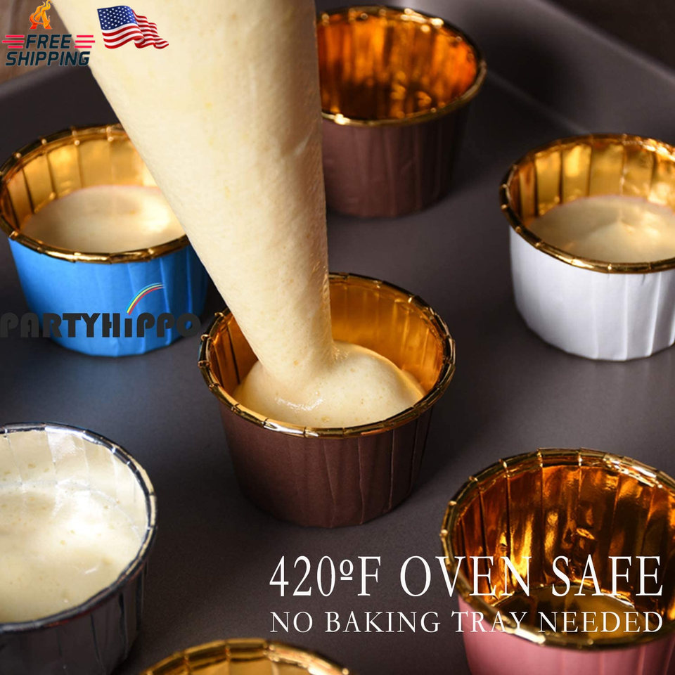 50 Pc Party Hippo Gold Cupcake Foil Baking Cups 3.5 Oz | eBay