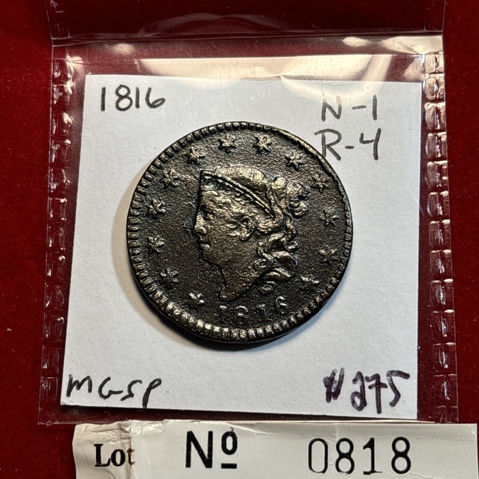 1816 large cent N.1 Rarity 4 Ex Kuntz Collection 1991 Free Shipping | eBay