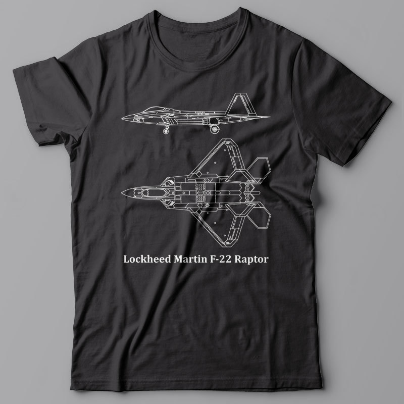Military T-shirt F-22 Raptor US Airforce aircraft plane fighter jet F ...