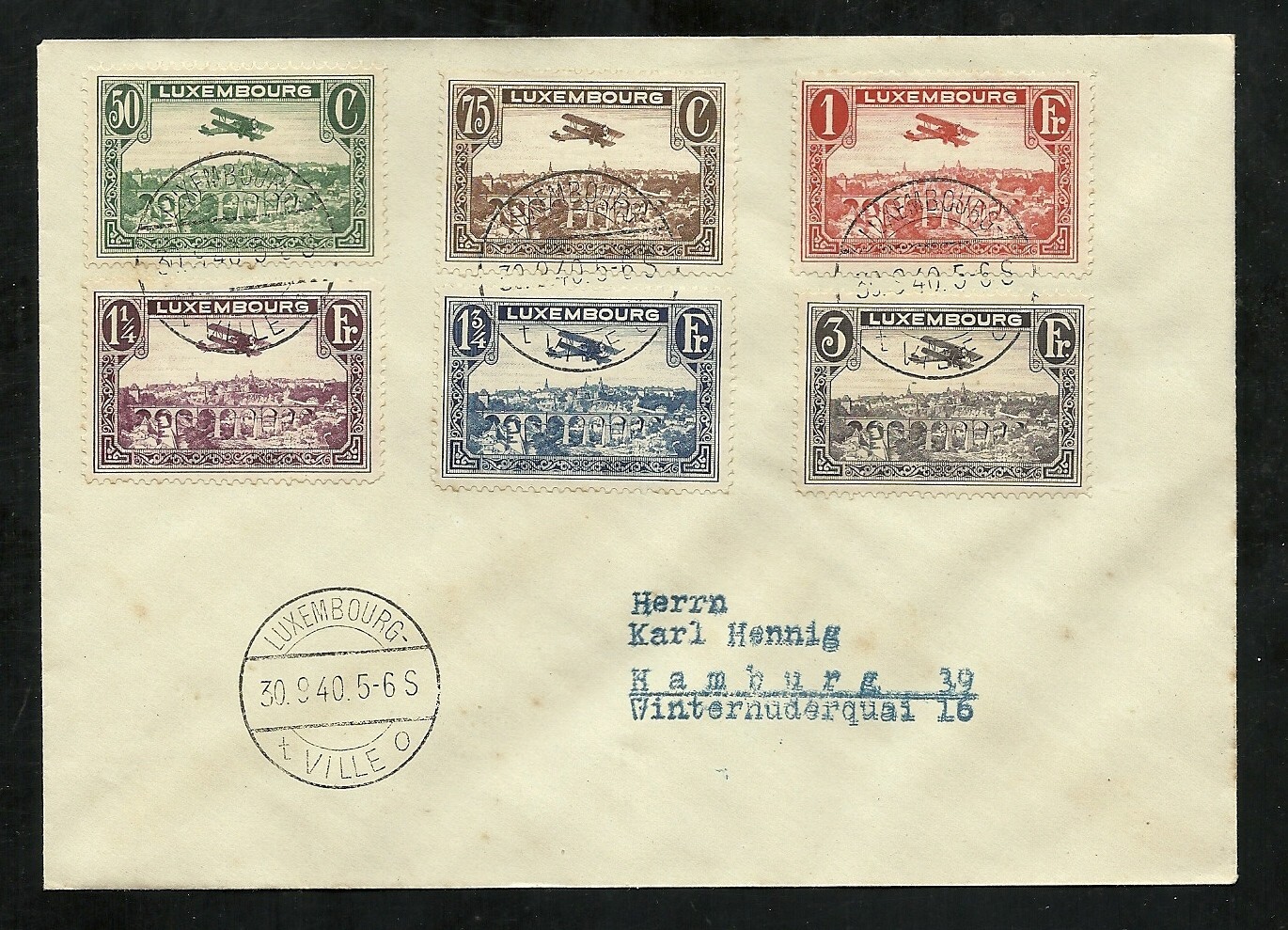 Luxembourg 1940, Scott no. C1-C6 Last Day Cover Sept. 30, 1940 | eBay