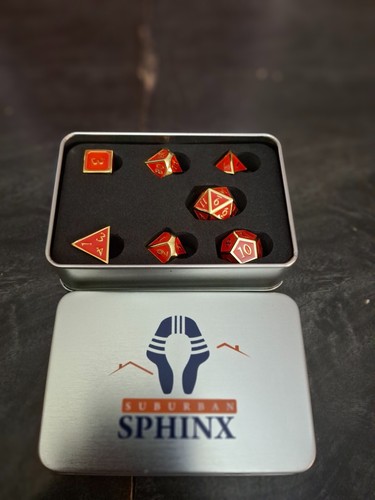 Suburban Sphinx Metal DND Dice Set Red/Gold Dungeons & Dragons D&D Dice ...