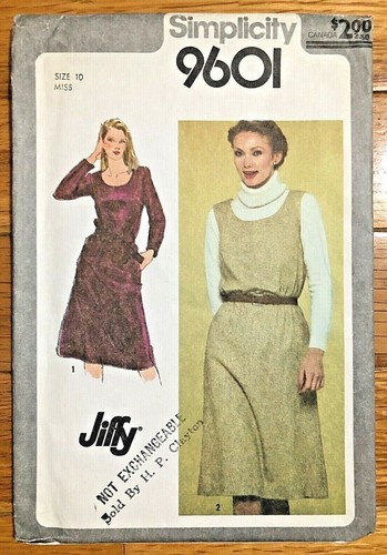 SIMPLICITY 9601 PULLOVER DRESS OR JUMPER SEWING PATTERN, SIZE 10 ...