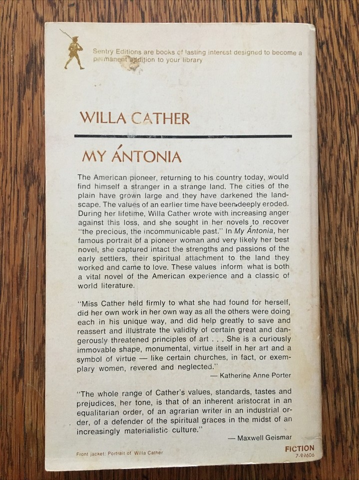 My Antonia by Willa Cather Paperback Book Great Plains Trilogy #3 ...