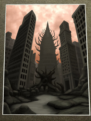 Eldritch Tree and Twisted Tower in City Ruins Horror Poster 18x24in | eBay